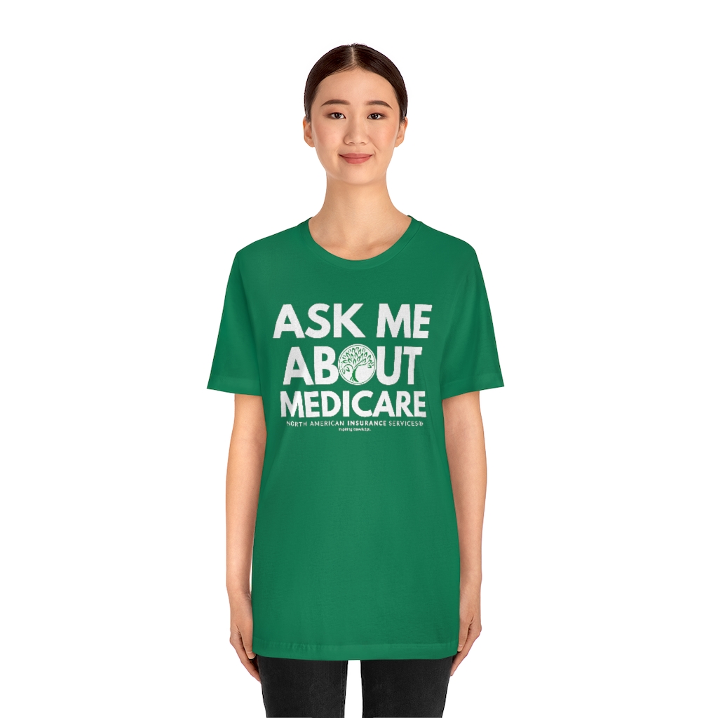 'Ask Me About Medicare' Unisex Jersey Short Sleeve Tee (White Text ...